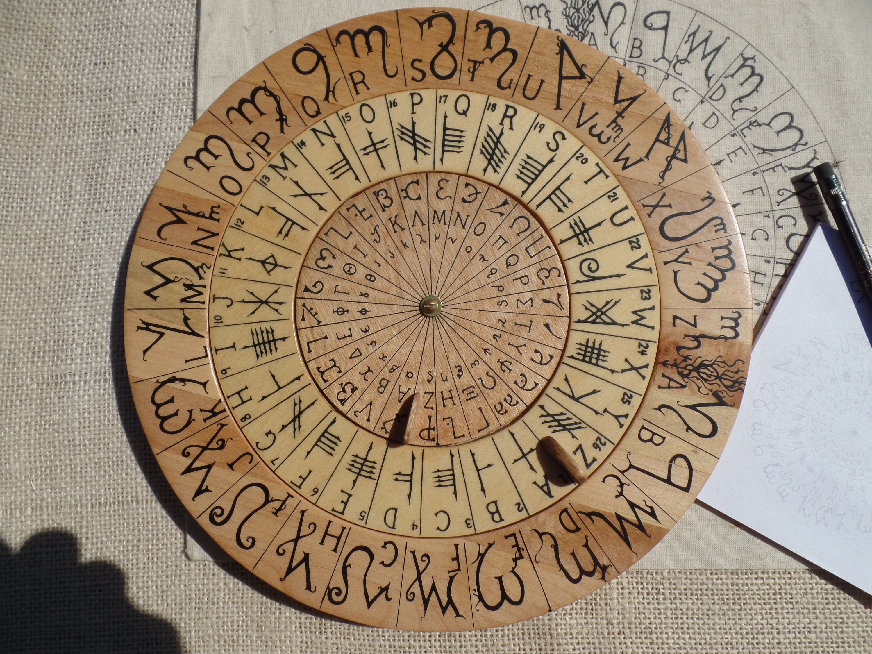 Cypher Wheel Cipher Wheel Wood Theban Ogham Enochian & | Etsy