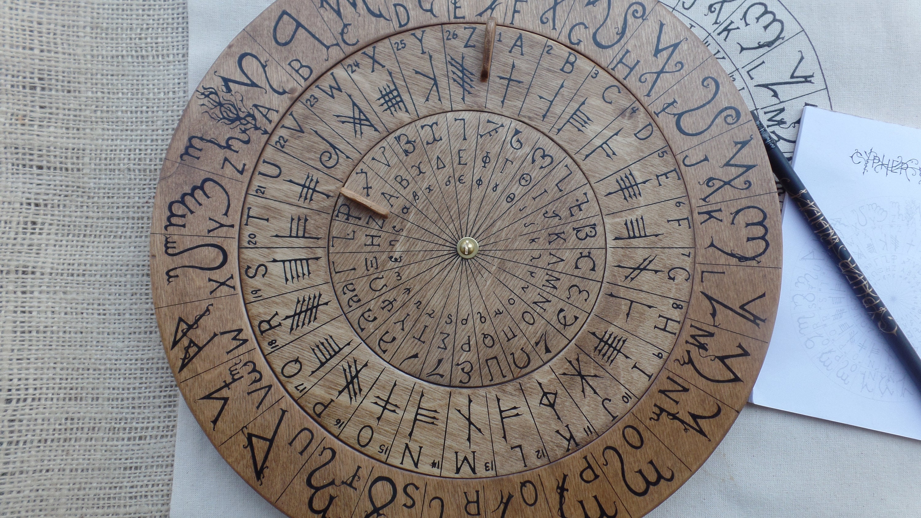 Cypher Wheel Cipher Wheel Theban Ogham Enochian Runes | Etsy