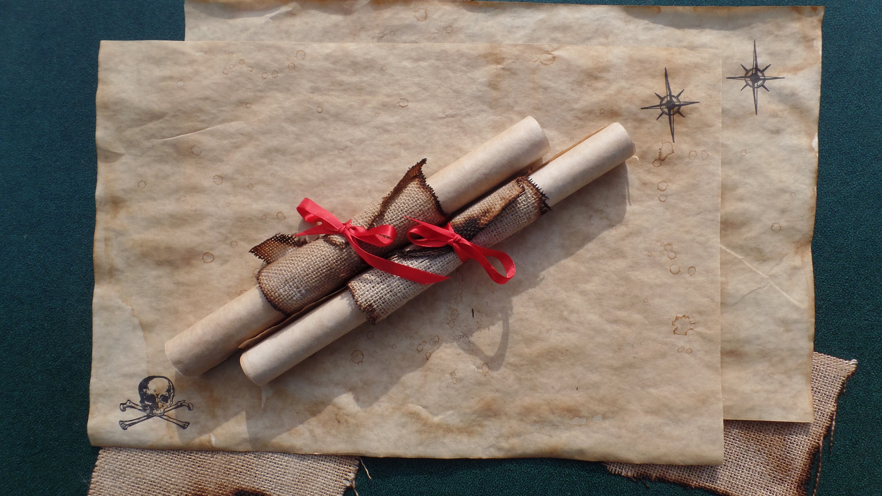 Blank Treasure Maps: Aged Paper, Skull & Compass - DIY Pirate Party ...