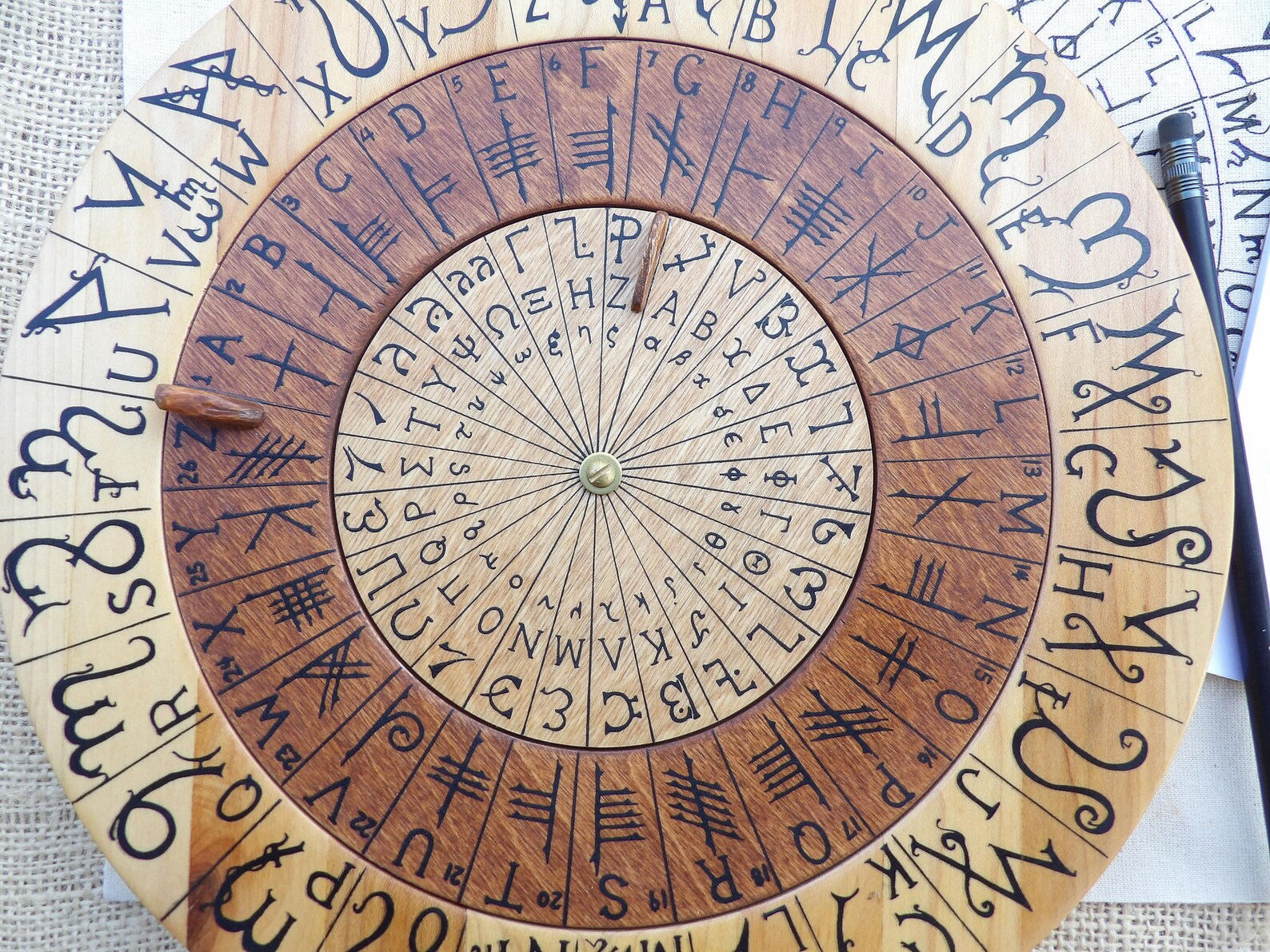 Cypher Wheel Cipher Wheel Wood with Theban Ogham Enochian | Etsy