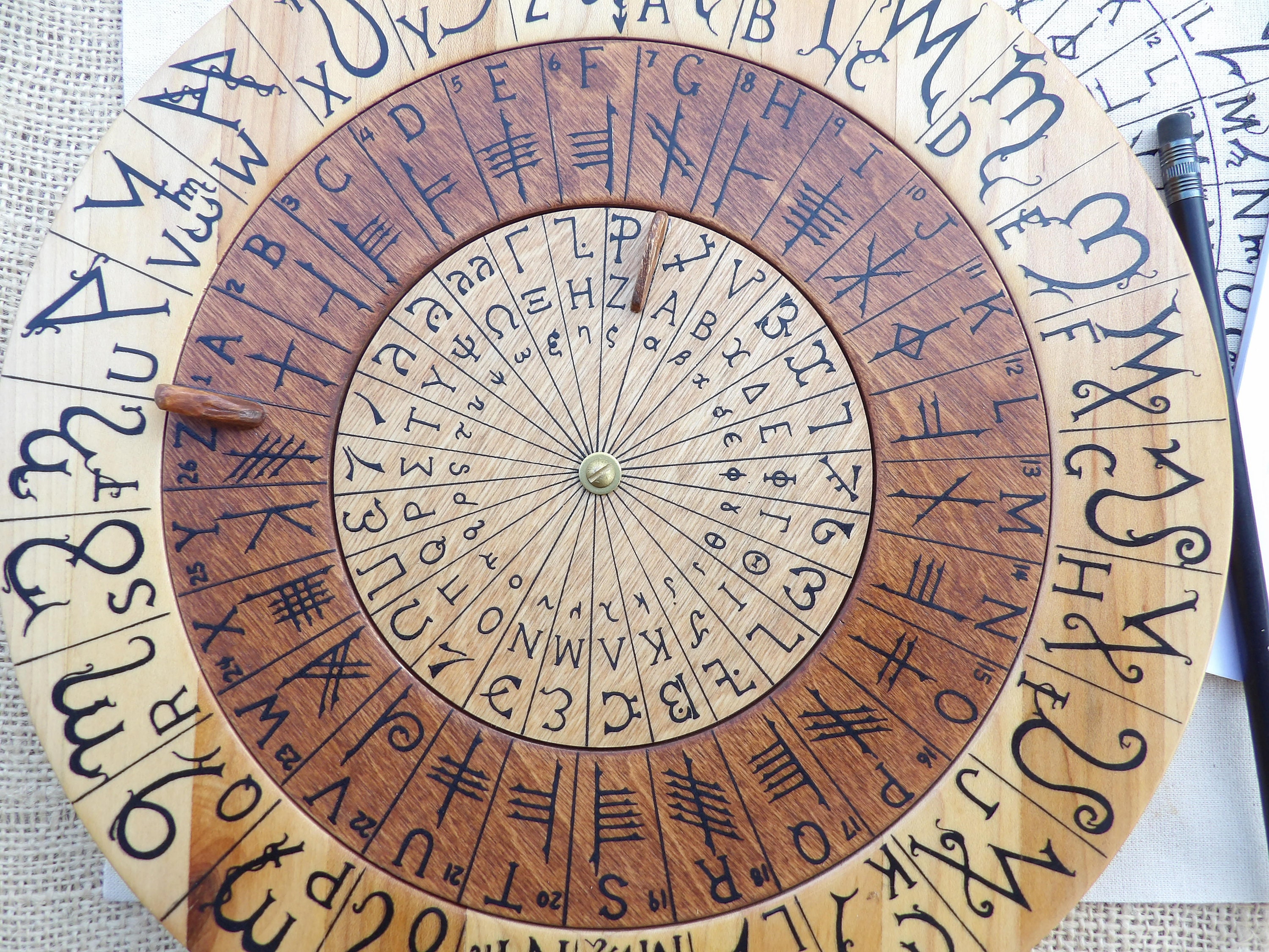 Cypher Wheel Cipher Wheel Wood with Theban Ogham Enochian | Etsy
