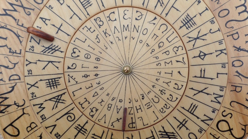 Cypher Wheel Cipher Wheel Wood Theban Ogham Enochian | Etsy