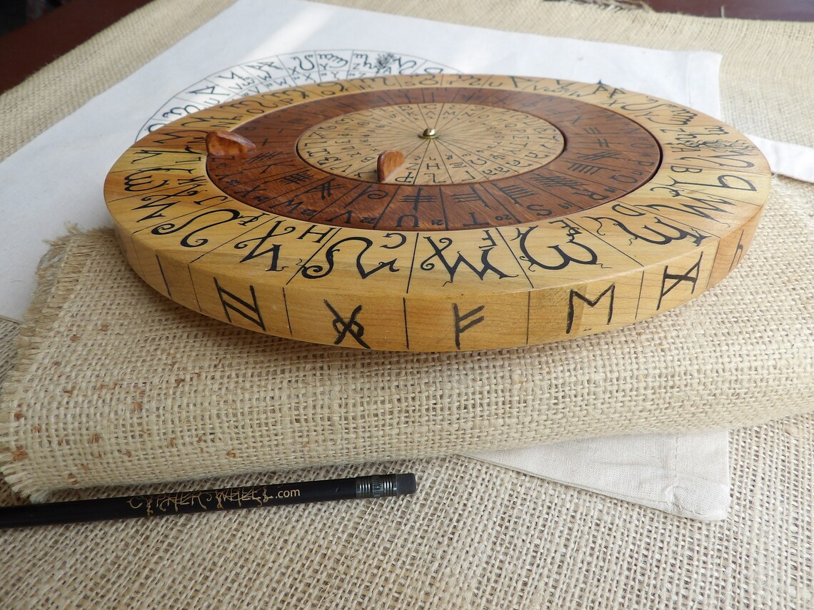 Cypher Wheel Cipher Wheel Wood With Theban Ogham Enochian - Etsy