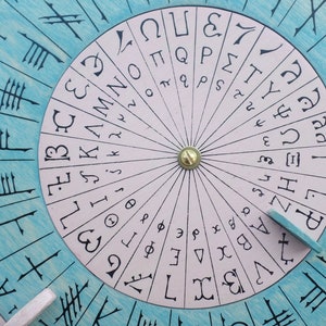 Cypher Wheel, Cipher Wheel, Wood, Theban, Ogham, Enochian, Rune Scripts ...