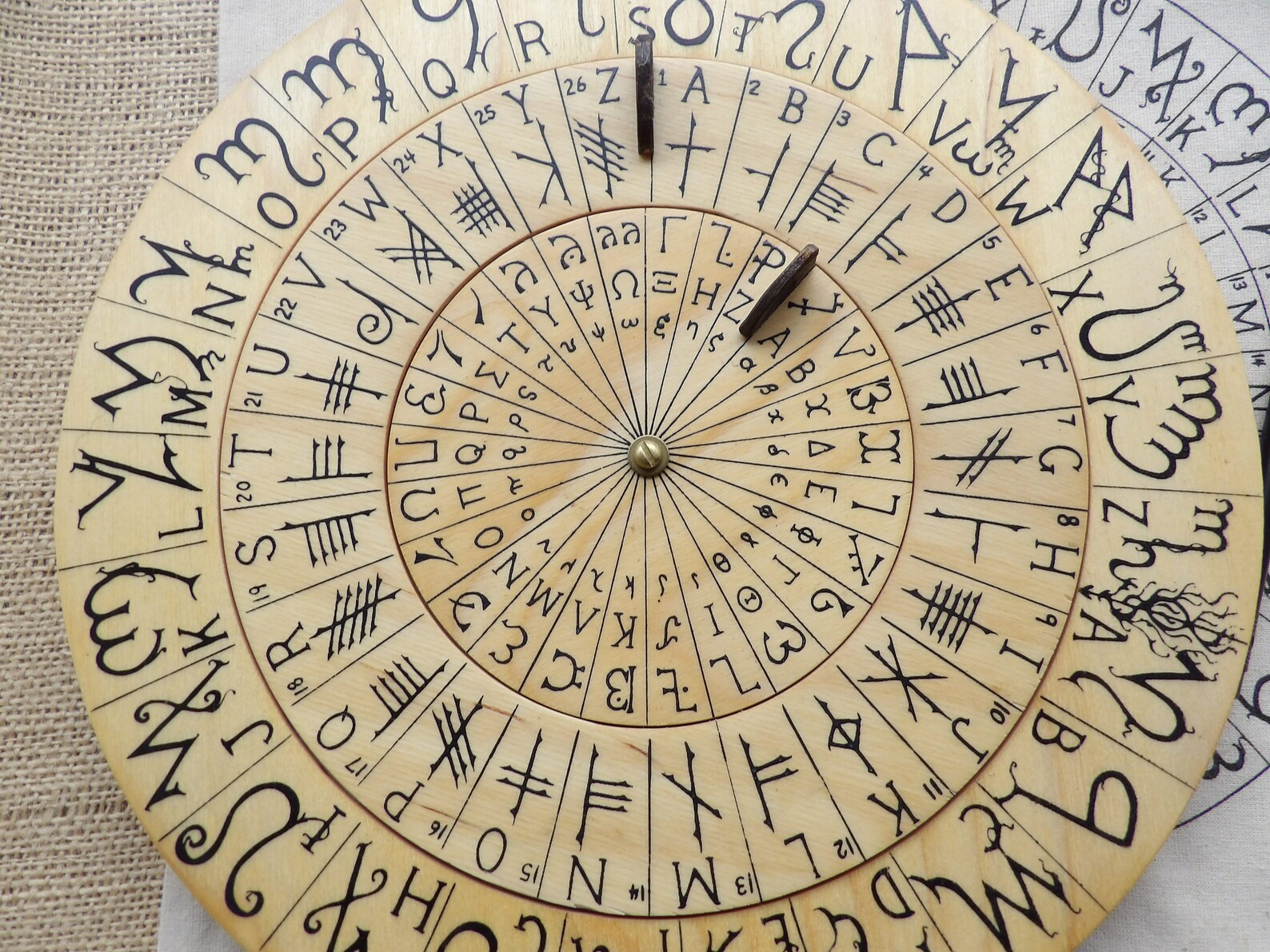 Cypher Wheel Cipher Wheel Wood Theban Ogham Enochian - Etsy