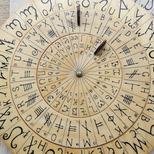 Cypher Wheel, Cipher Wheel, Wood, Theban, Ogham, Enochian, Rune Scripts ...