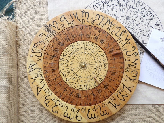 Cypher Wheel Cipher Wheel Wood with Theban Ogham Enochian | Etsy