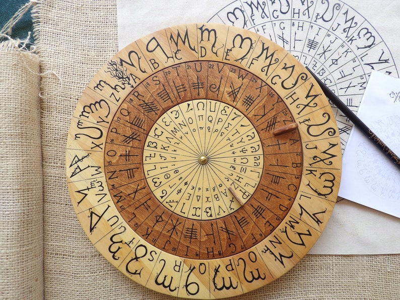 Cypher Wheel Cipher Wheel Wood with Theban Ogham Enochian | Etsy