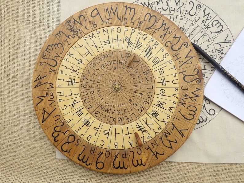 Cypher Wheel Cipher Wheel Wood Theban Ogham Enochian - Etsy