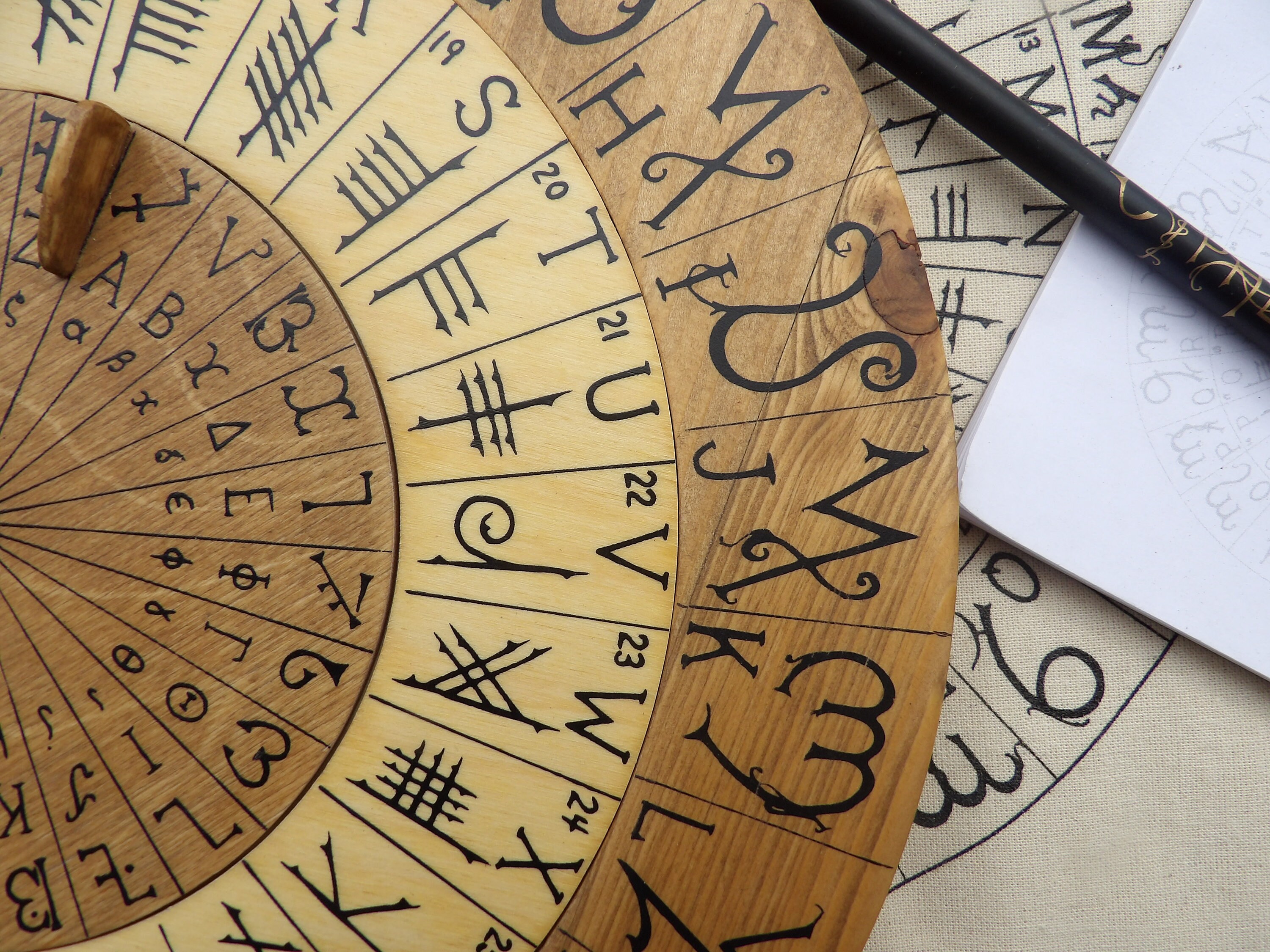 Cypher Wheel Cipher Wheel Wood Theban Ogham Enochian | Etsy