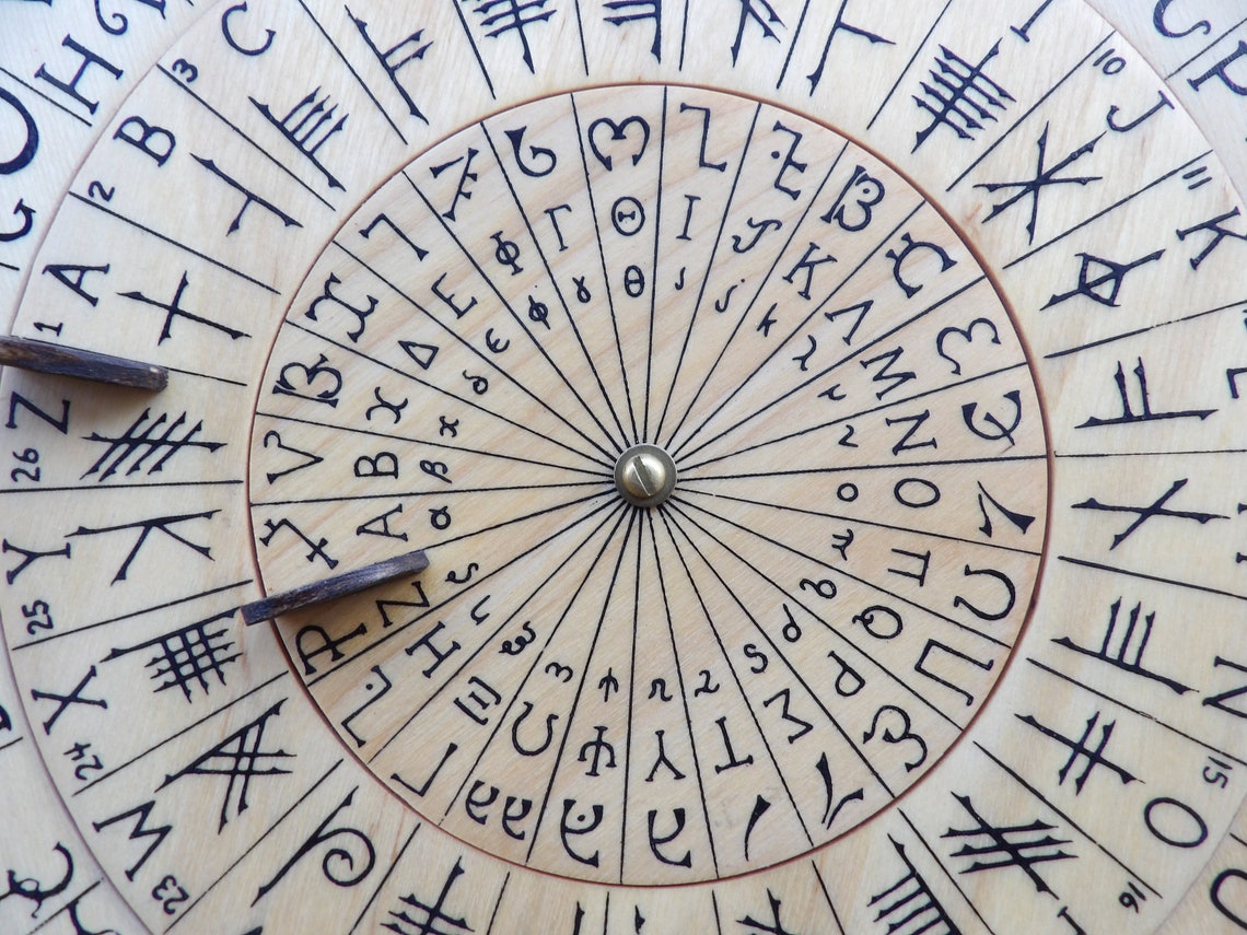 Cypher Wheel Cipher Wheel Wood Theban Ogham Enochian - Etsy