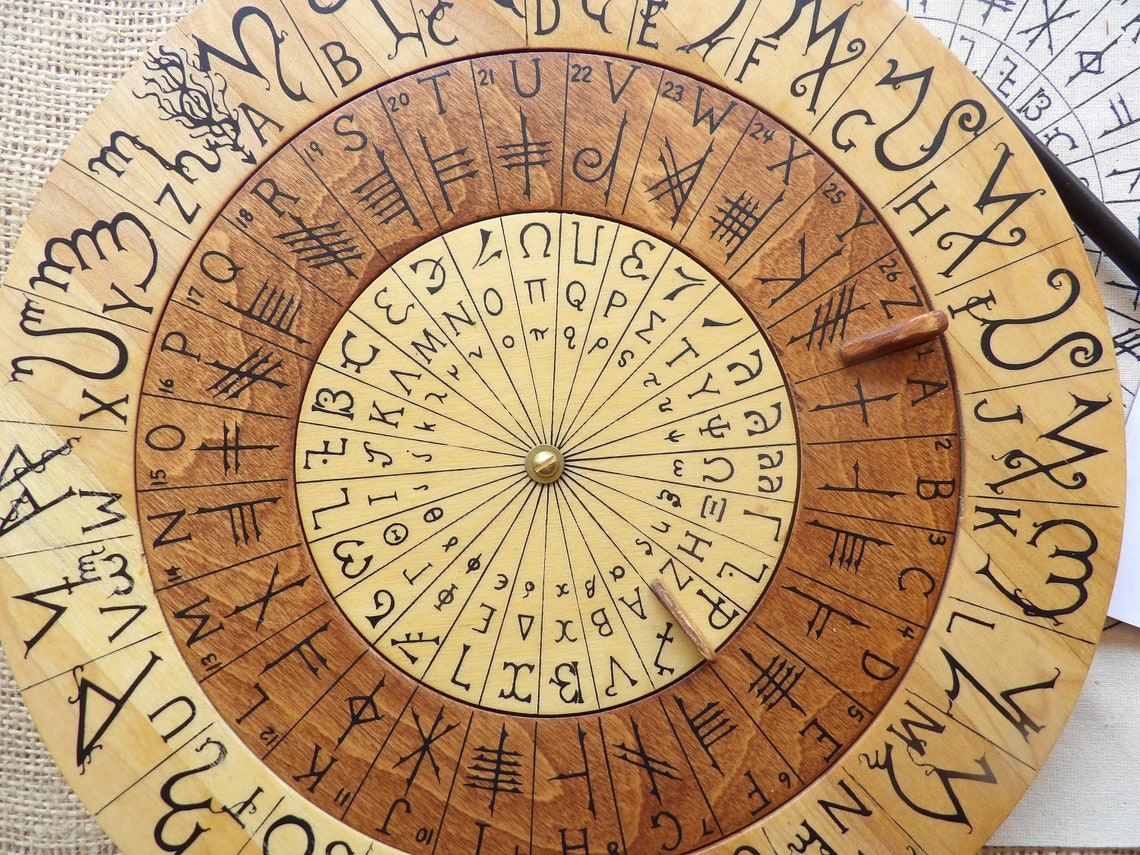 Cypher Wheel Cipher Wheel Wood with Theban Ogham Enochian | Etsy