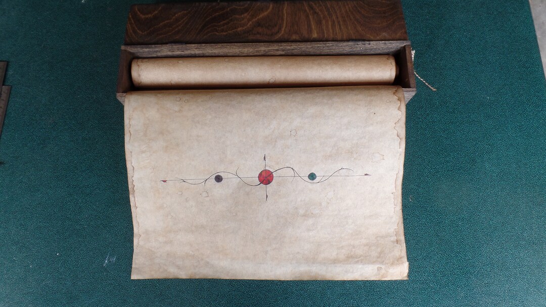 Decorated Ancient Scroll in A Box, Aged Paper, Medieval, Renaissance ...