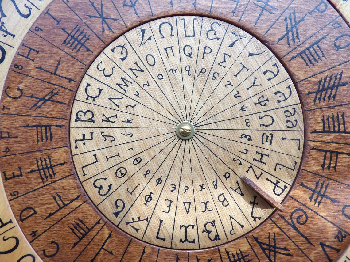 Cypher Wheel Cipher Wheel Wood With Theban Ogham Enochian - Etsy