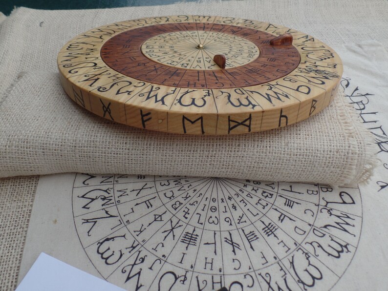 Cypher Wheel Cipher Wheel Wood with Theban Ogham Enochian | Etsy