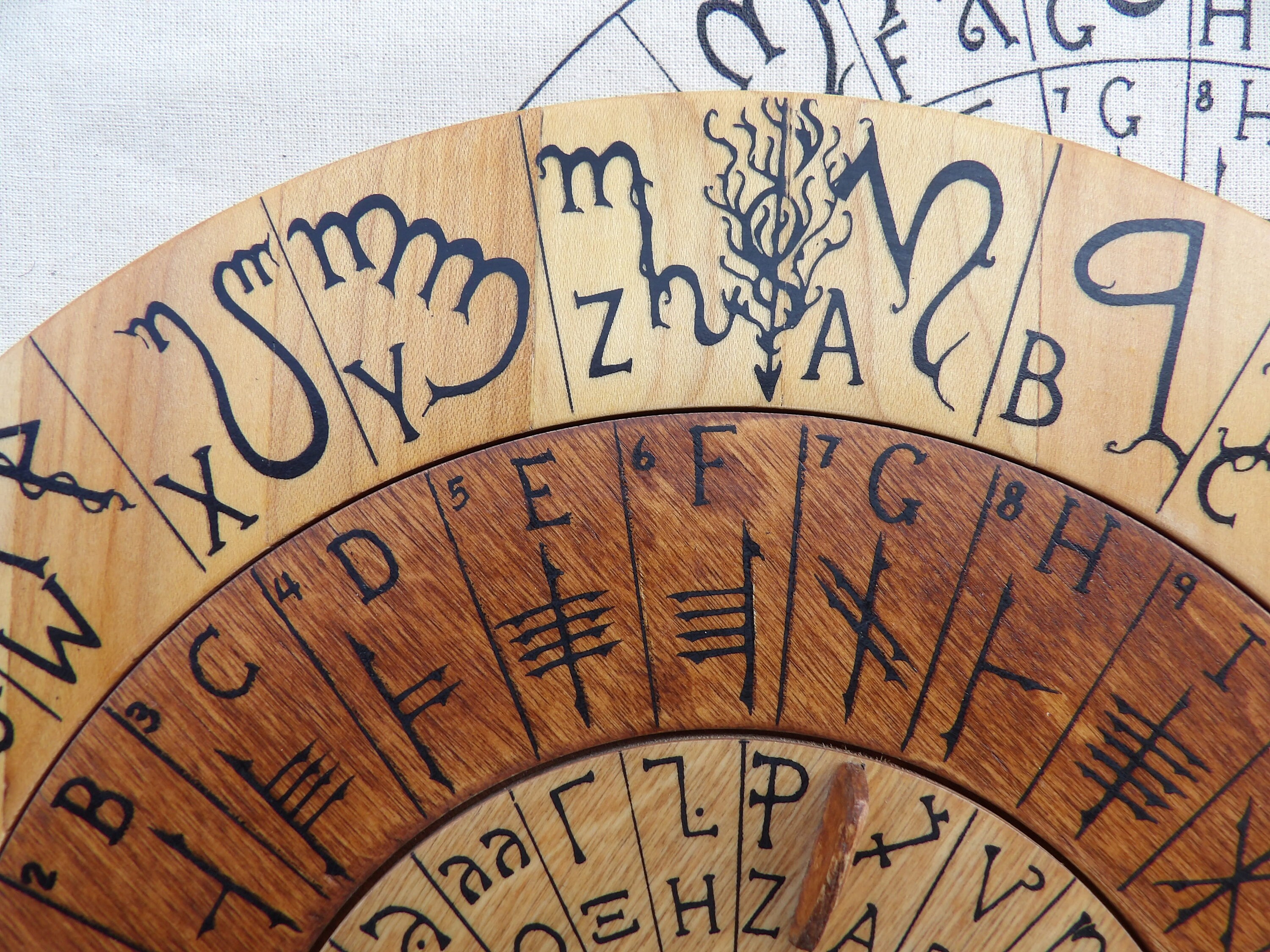 Cypher Wheel Cipher Wheel Wood with Theban Ogham Enochian | Etsy