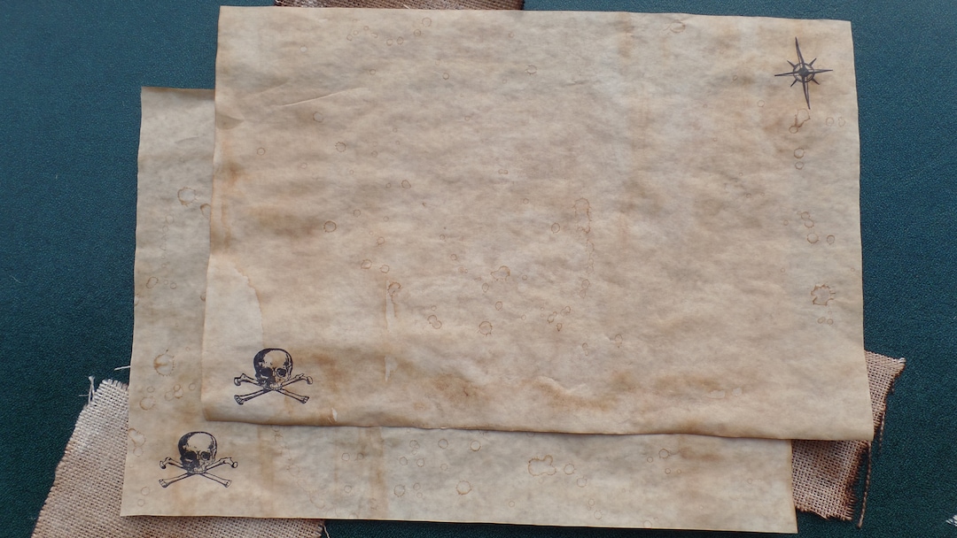 Blank Treasure Maps: Aged Paper, Skull & Compass - DIY Pirate Party ...