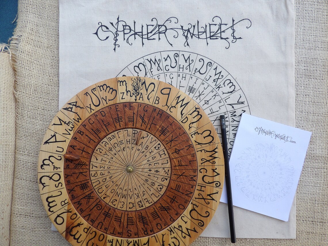 Cypher Wheel Cipher Wheel Wood with Theban Ogham Enochian | Etsy