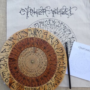 Cypher Wheel Cipher Wheel Wood with Theban Ogham Enochian | Etsy