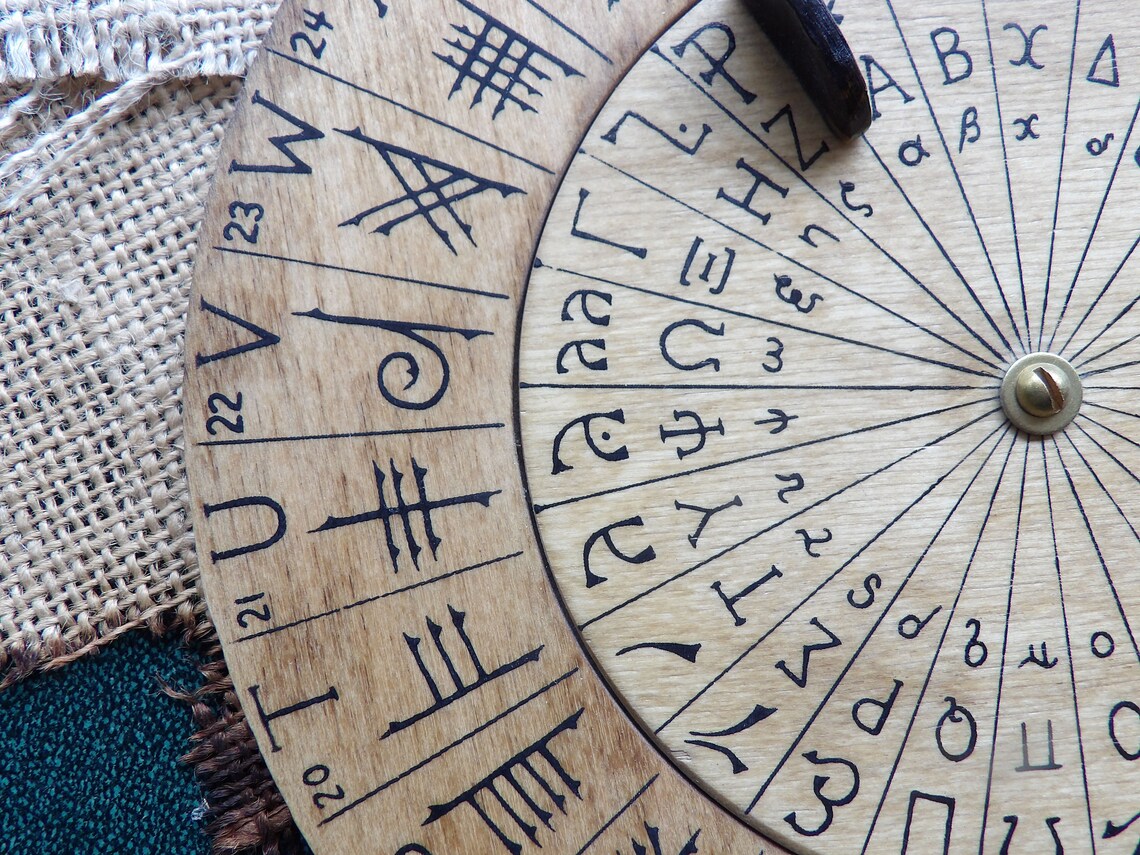 Cypher Wheel Cipher Wheel Ogham Enochian Koine Greek Secret | Etsy