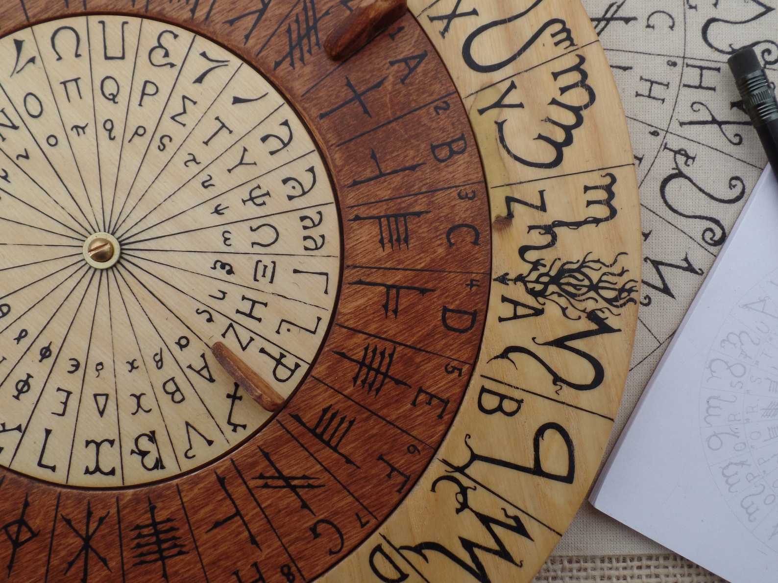 Cypher Wheel Cipher Wheel Wood with Theban Ogham Enochian | Etsy
