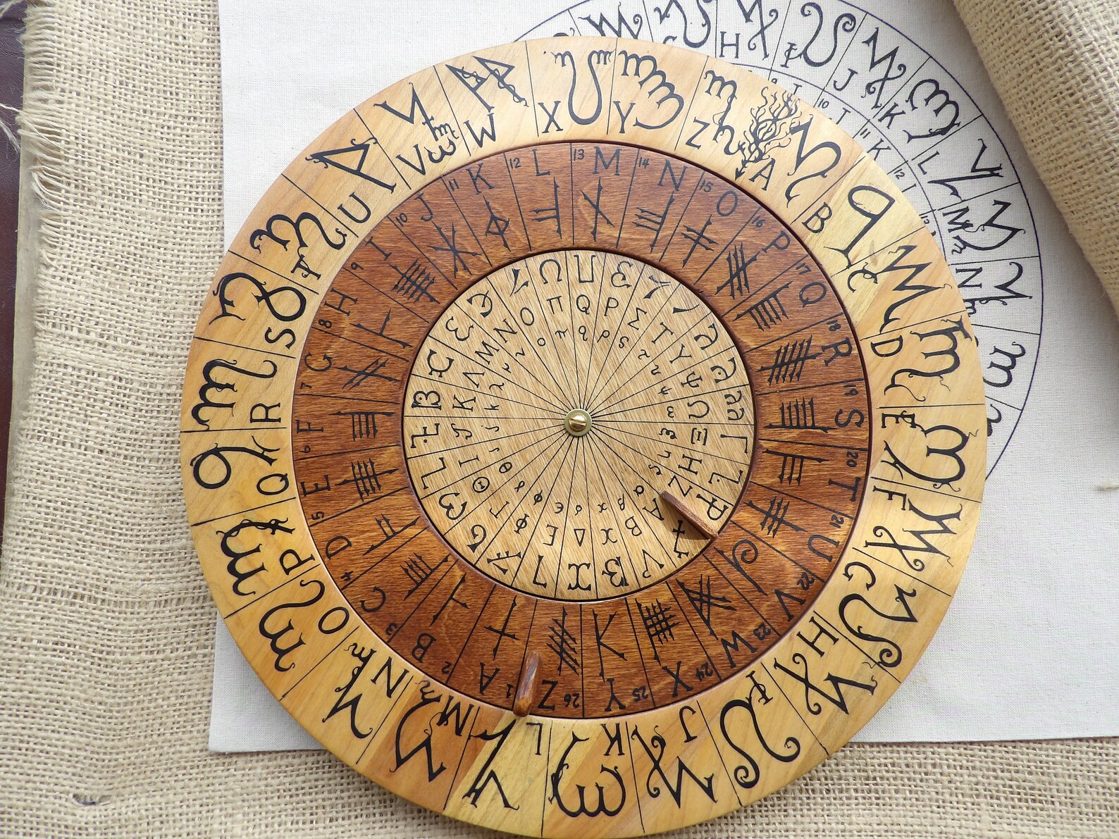 Cypher Wheel Cipher Wheel Wood With Theban Ogham Enochian - Etsy
