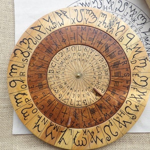 Cypher Wheel, Cipher Wheel, Wood With Theban, Ogham, Enochian, & Celtic ...