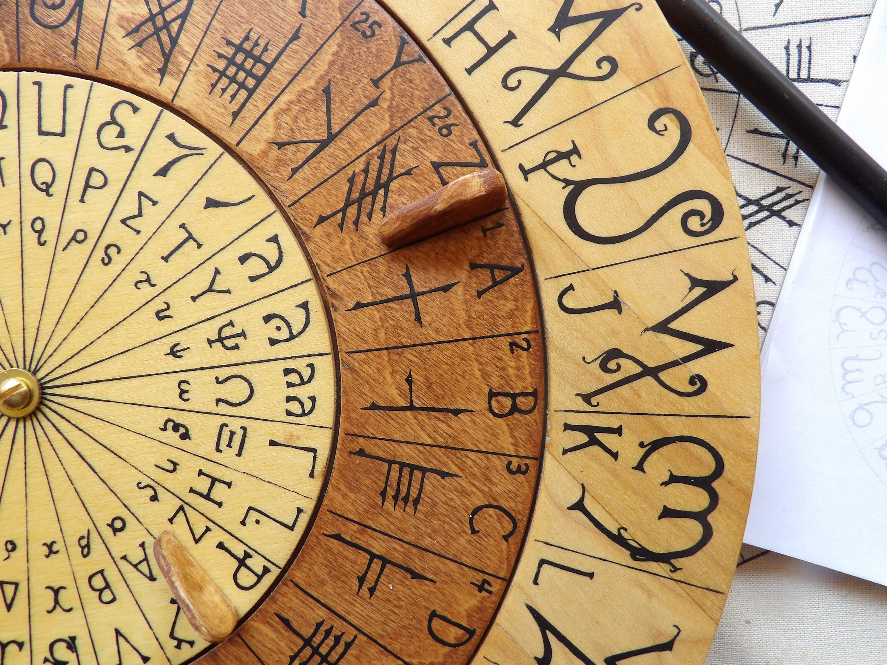 Cypher Wheel Cipher Wheel Wood with Theban Ogham Enochian | Etsy