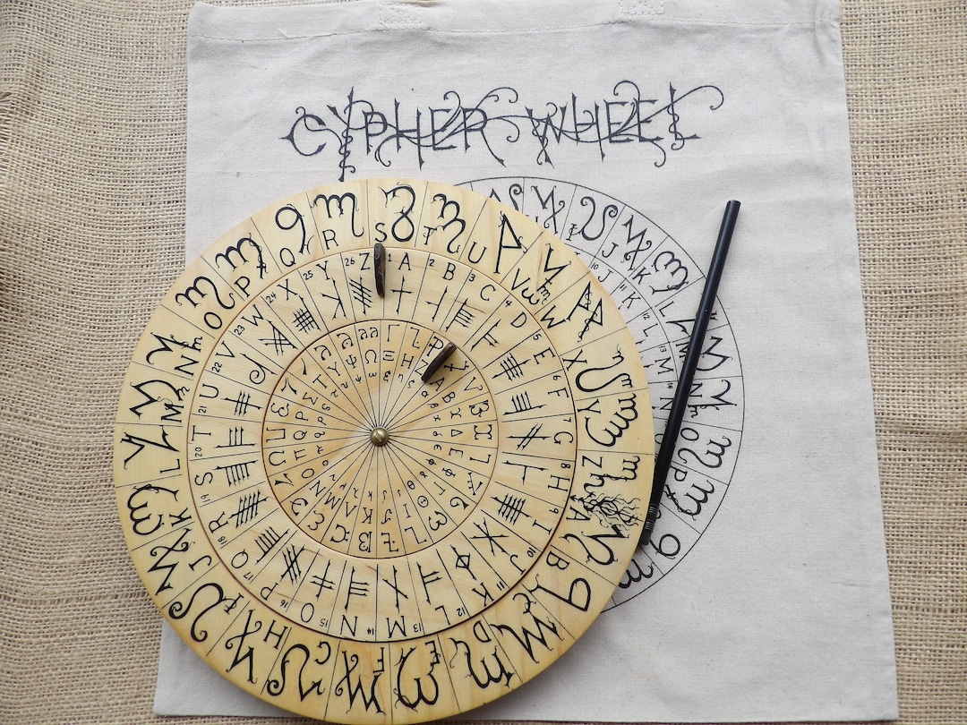 Cypher Wheel, Cipher Wheel, Wood, Theban, Ogham, Enochian, Rune Scripts ...