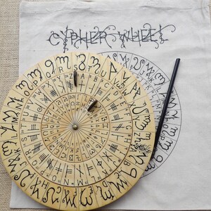 Cypher Wheel, Cipher Wheel, Wood, Theban, Ogham, Enochian, Rune Scripts ...