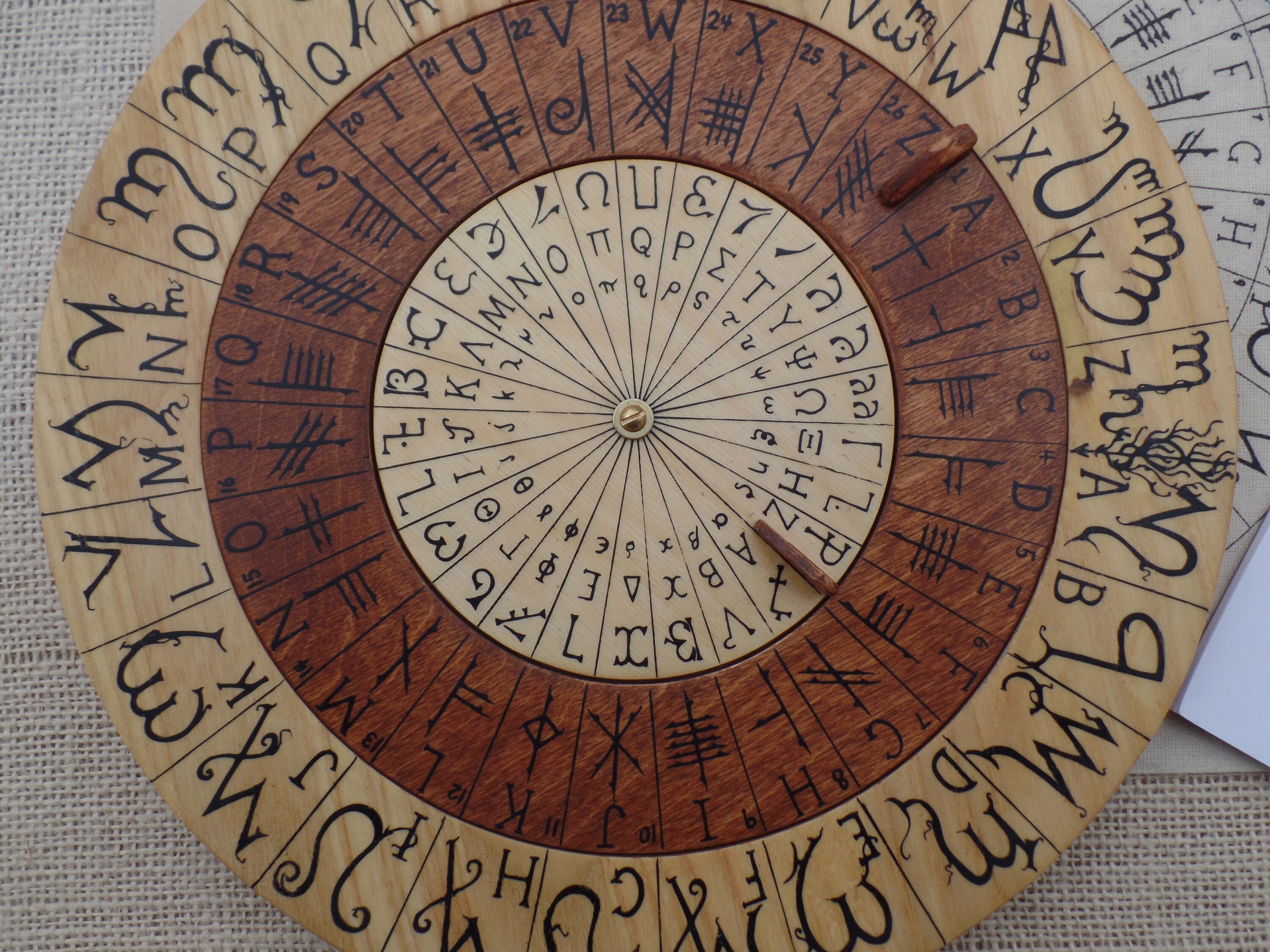 Cypher Wheel Cipher Wheel Wood with Theban Ogham Enochian | Etsy