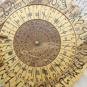 Cipher Wheel, Cypher Wheel, Wood Theban, Ogham, Enochian, Rune Scripts ...