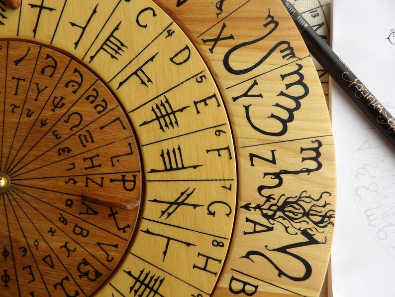 Cypher Wheel Cipher Wheel Theban Ogham Enochian Runes - Etsy
