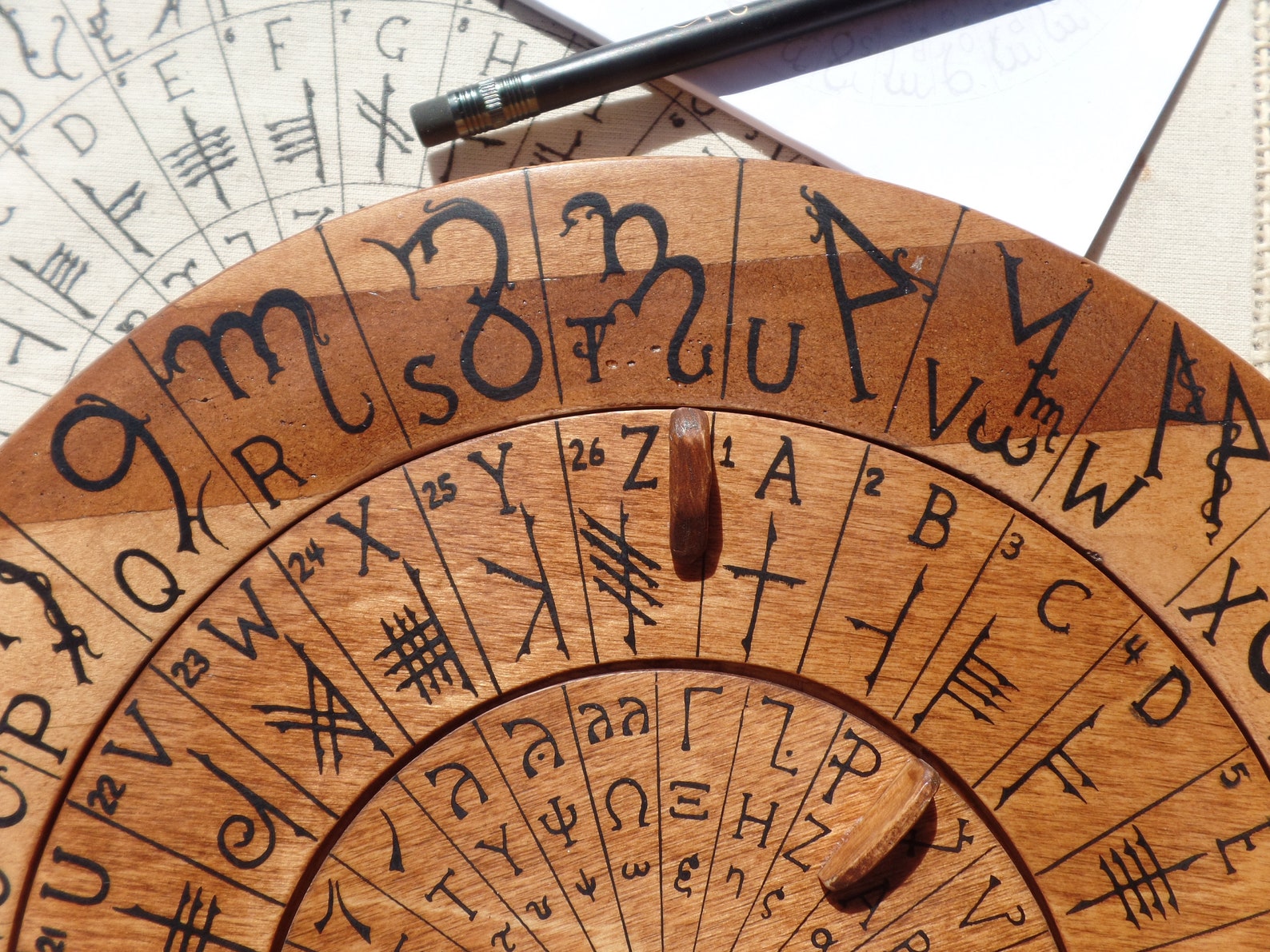 Cypher Wheel Cipher Wheel Theban Ogham Enochian Runes | Etsy