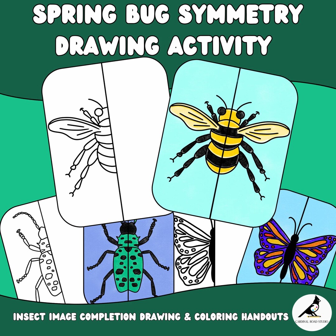 Bug Symmetry Drawing Handouts Printable | Elementary Art Activity ...