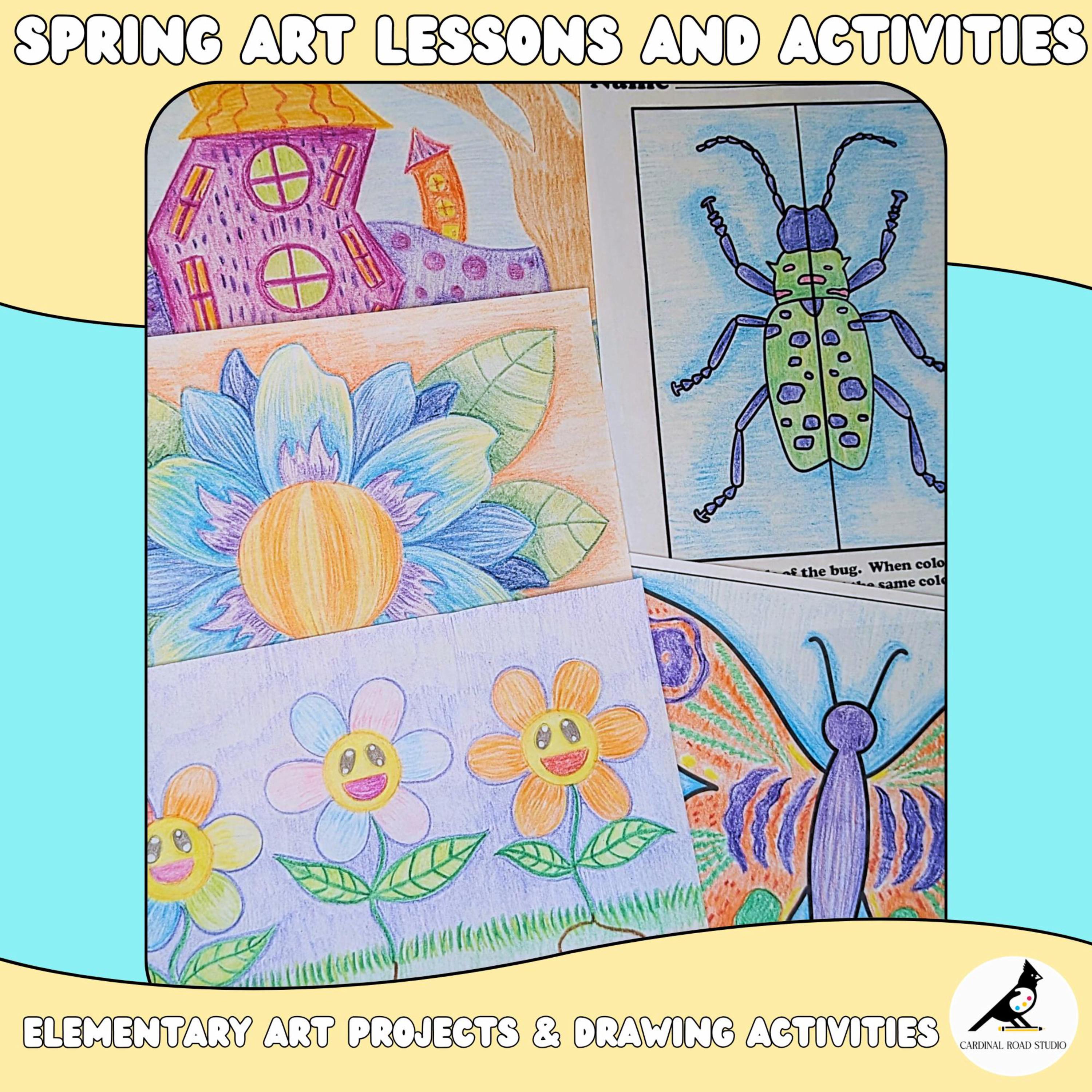 Spring Art Lesson Bundle Printable | Elementary Kids Art Activities ...