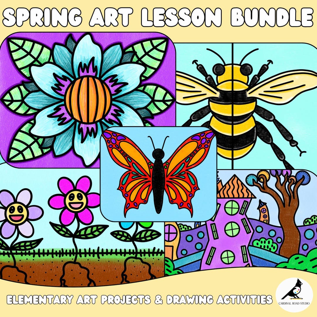 Spring Art Lesson Bundle Printable | Elementary Kids Art Activities ...