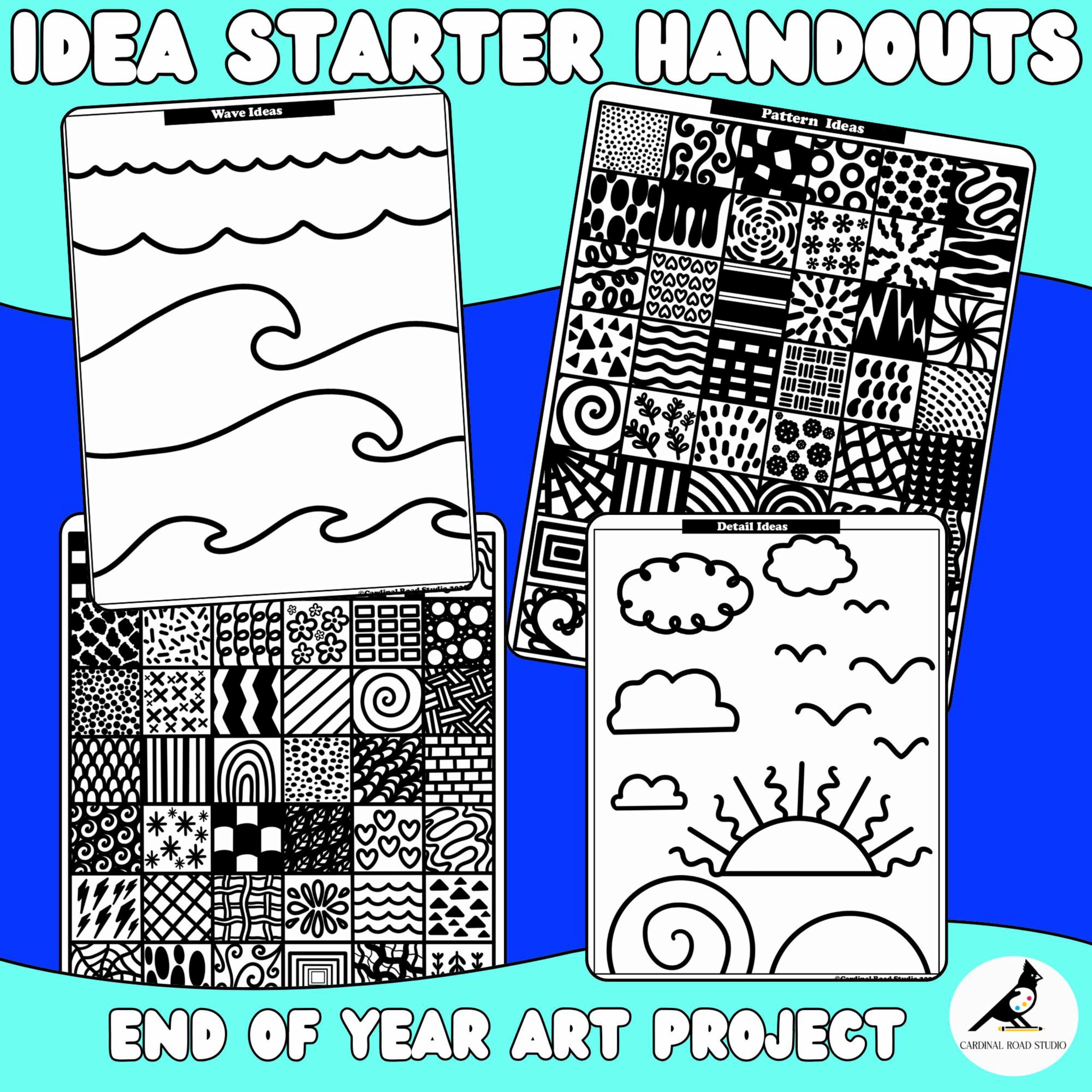 End of Year Art Project, Patterned Wave Sun Directed Drawing ...