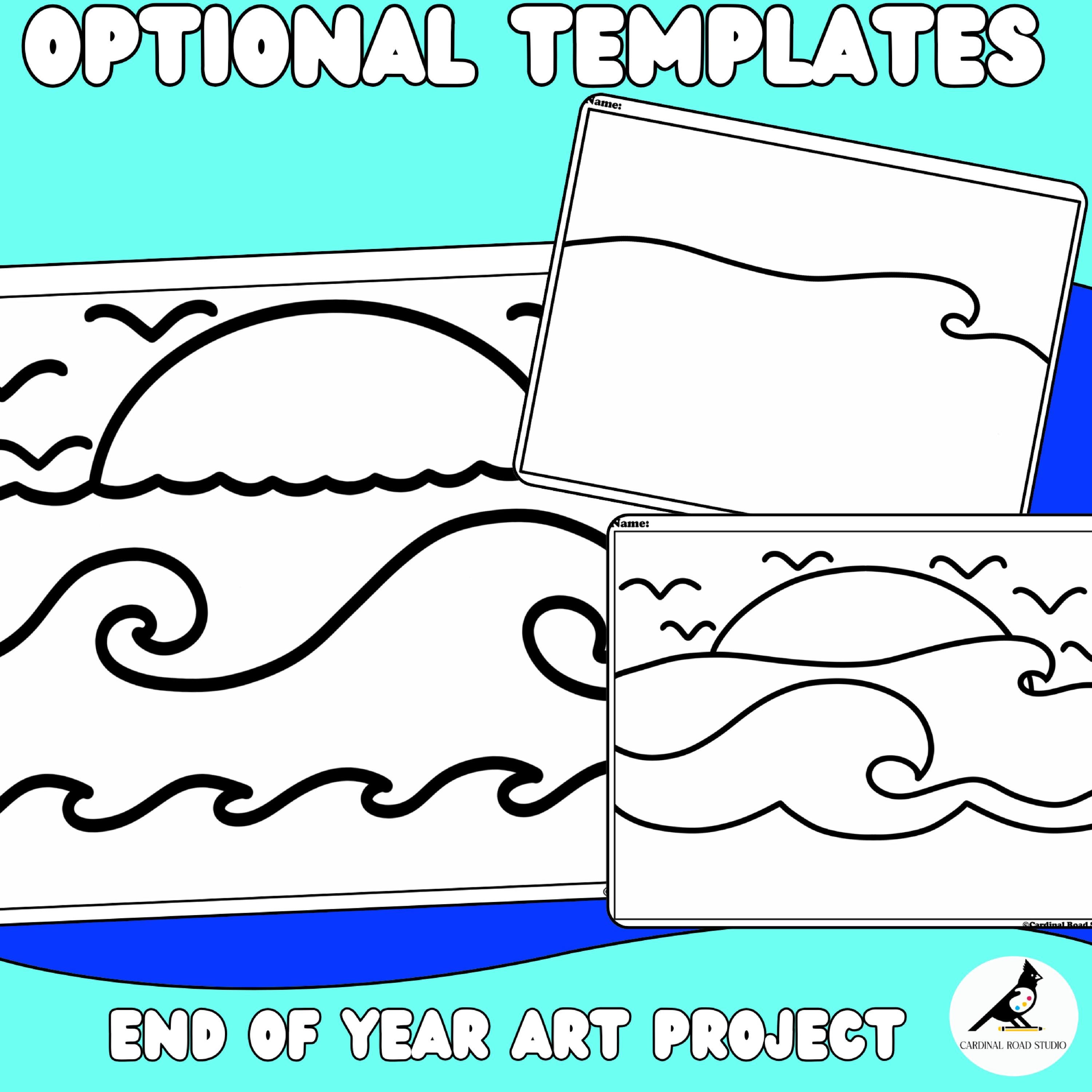 End of Year Art Project, Patterned Wave Sun Directed Drawing ...
