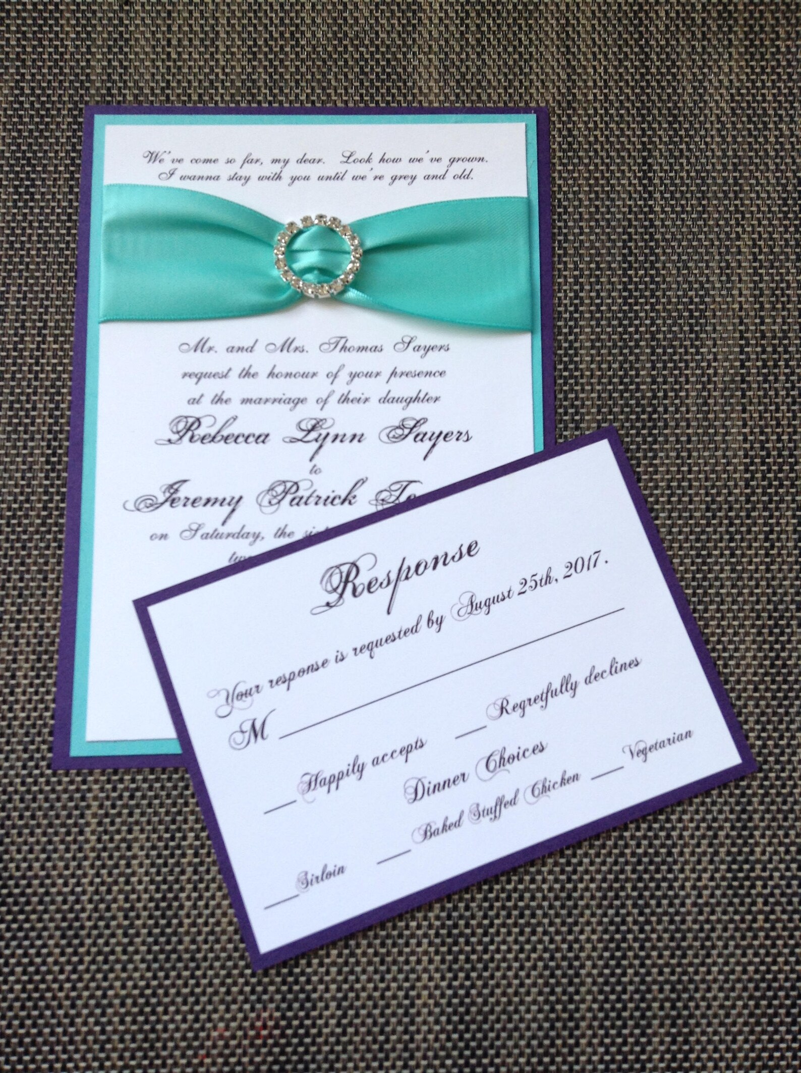 Turquoise and Purple Layered Invitation - Etsy