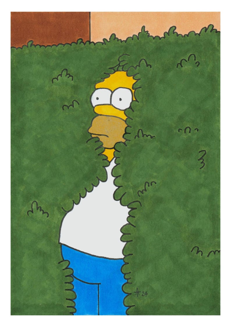 Hedge Homer (the Simpsons) Original Fan Art - Signed + Numbered - Etsy