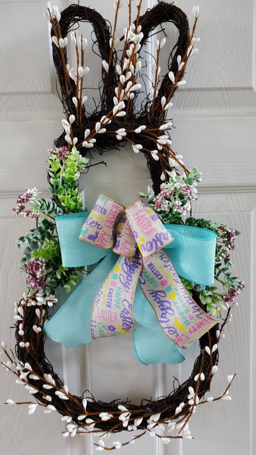Grapevine Bunny Wreath/ Grapevine Bunny Door Hanger/ Easter Bunny ...