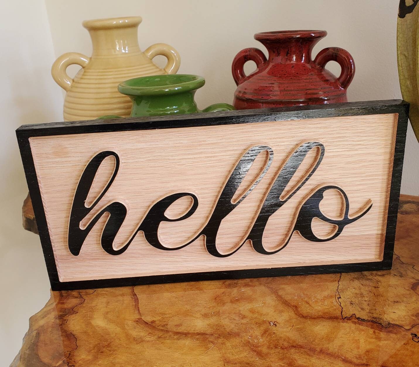 Solid Oak Wood Hello Sign/ Painted Hello Sign/ Wood Sign - Etsy