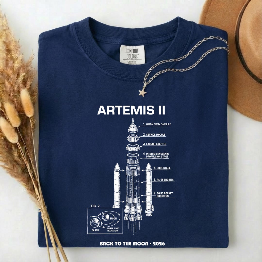 Comfort Colors Artemis II Rocket Diagram Shirt Space Blueprint Tee - Etsy