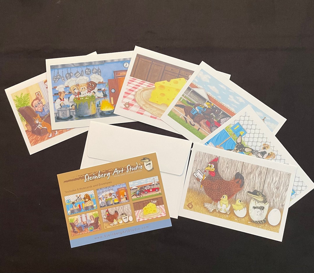 Animal Note Cards, Set of Six With Envelopes, Humorous Stationery - Etsy