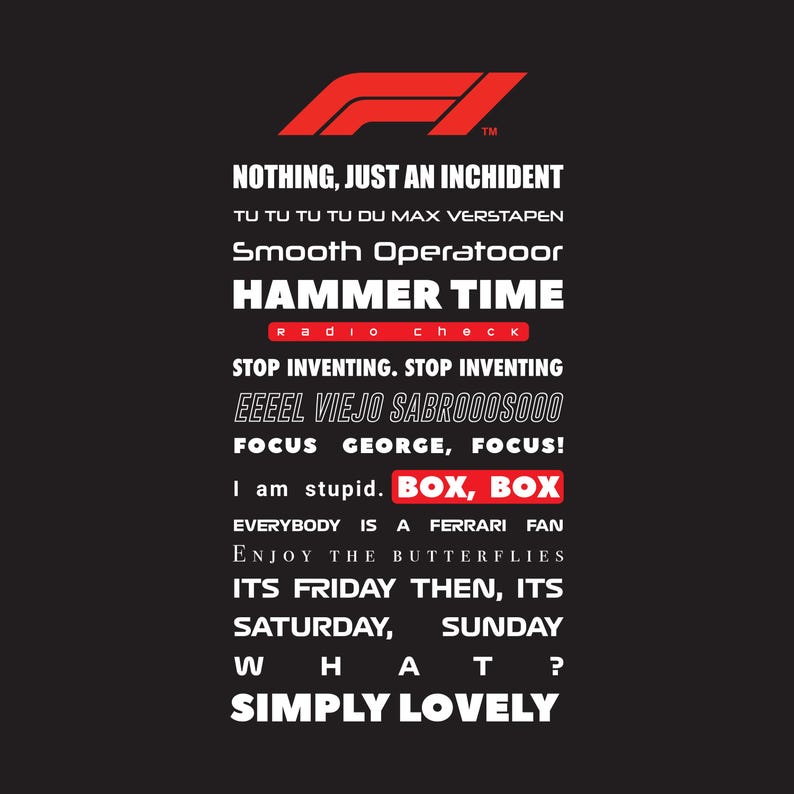 F1 Iconic Drivers Phrases PNG | Formula 1 Quotes Digital Download | F1 ...
