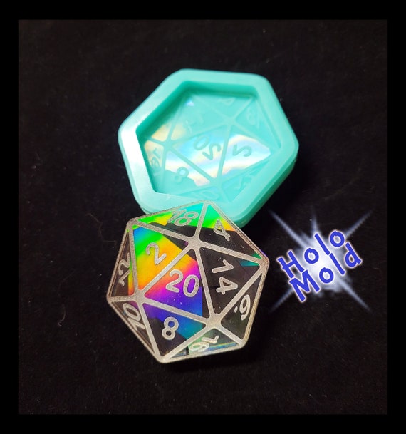 Holographic D20 Die Etched Silicone Mold 2 Inch for Resin | Etsy