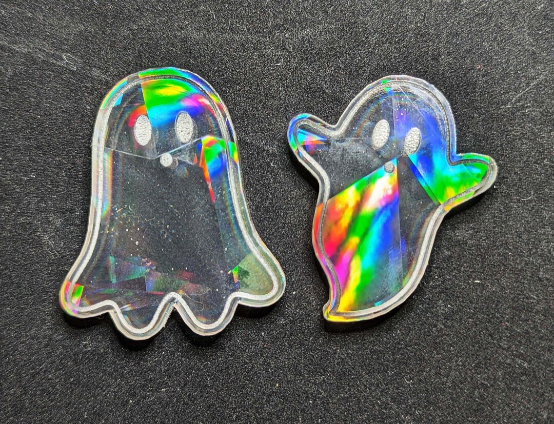 Holographic GHOSTS Etched Silicone Mold - 2 Inch - Holo Resin Clay Glossy Crafts Jewelry Making ...