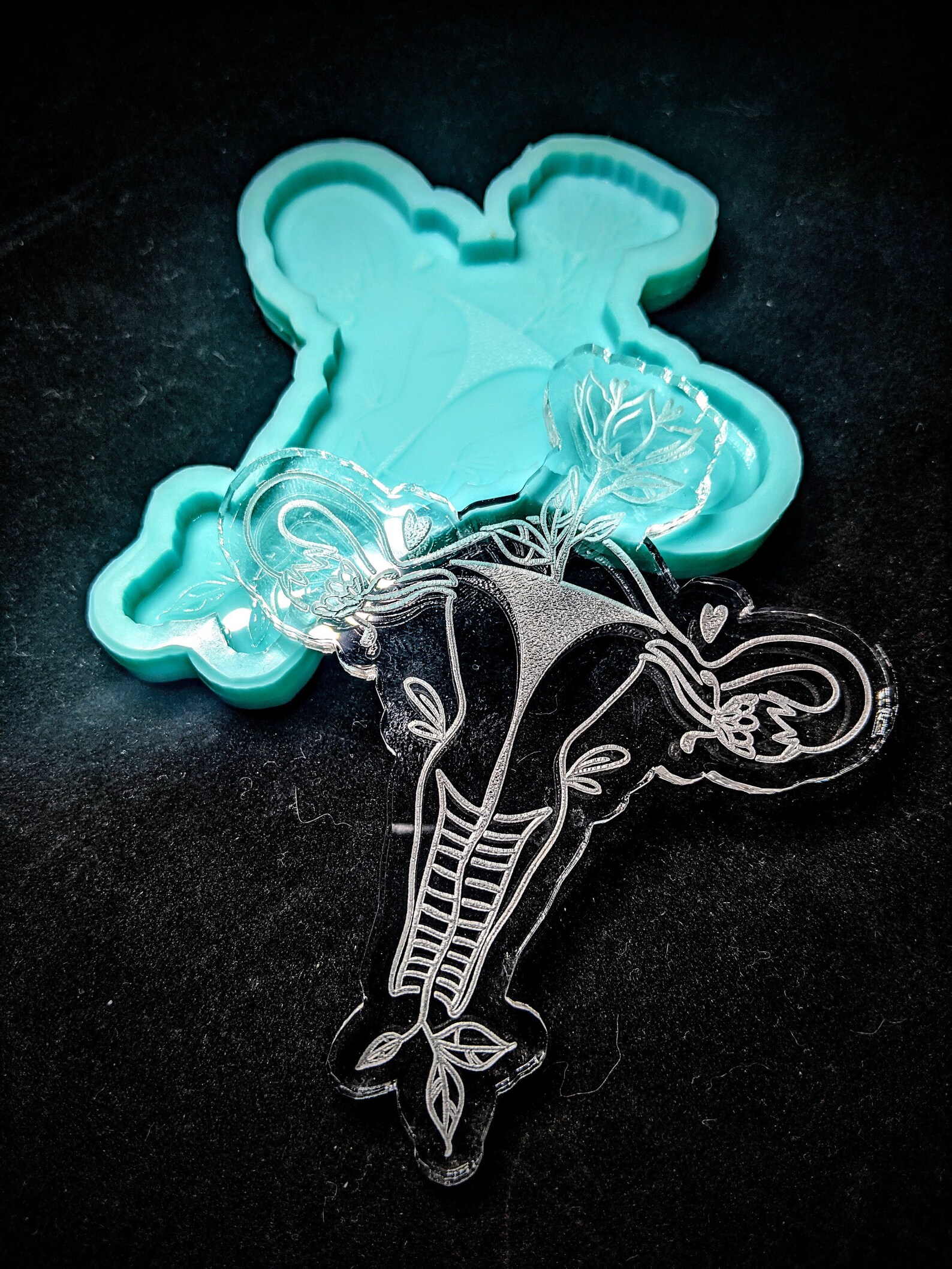 Shiny FLOWERING UTERUS Etched Silicone Mold Large 4.25 Inch | Etsy