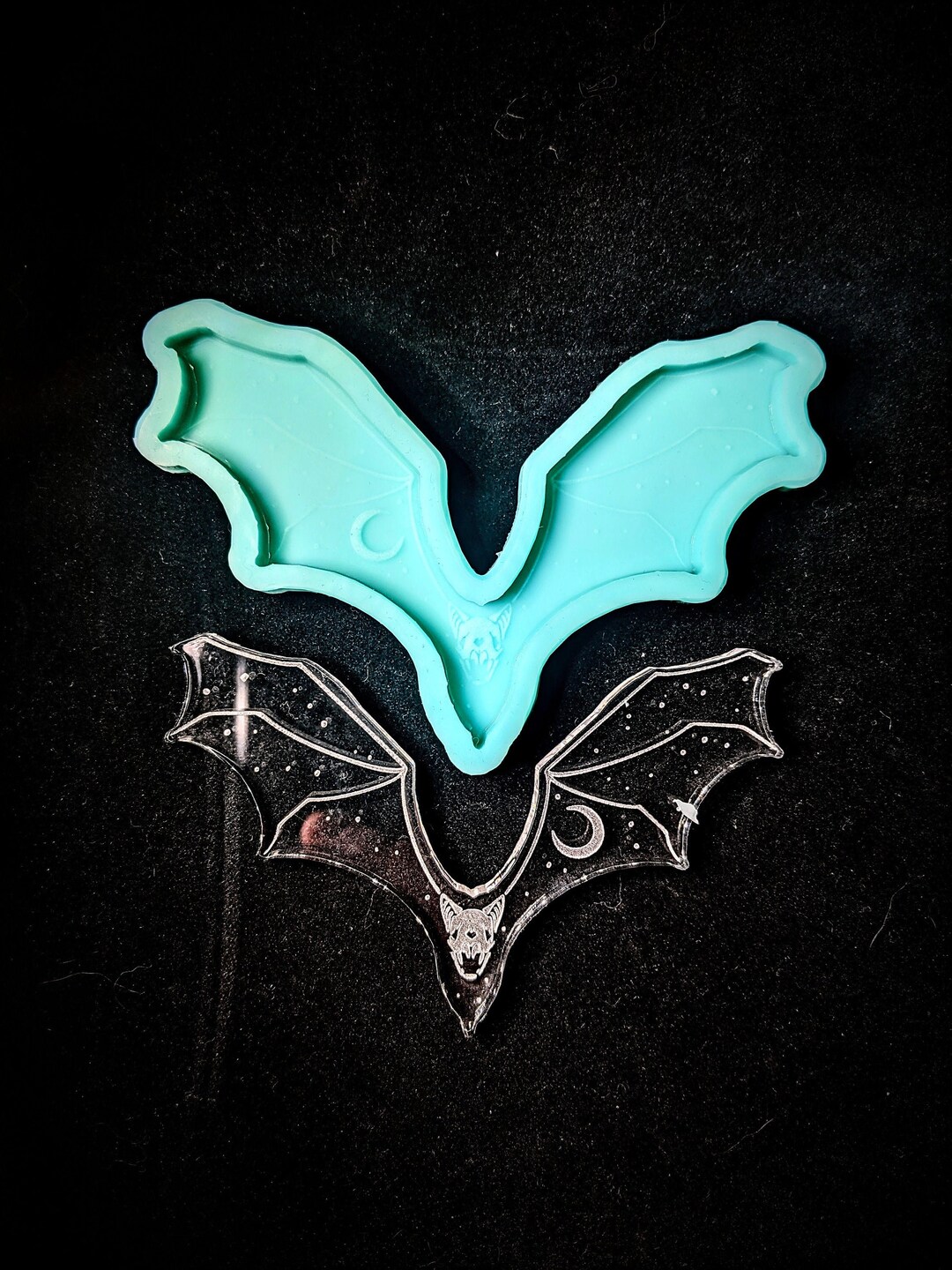 Shiny BAT SKELETON Stars and Moon Etched Silicone Mold - Glossy Finish ...